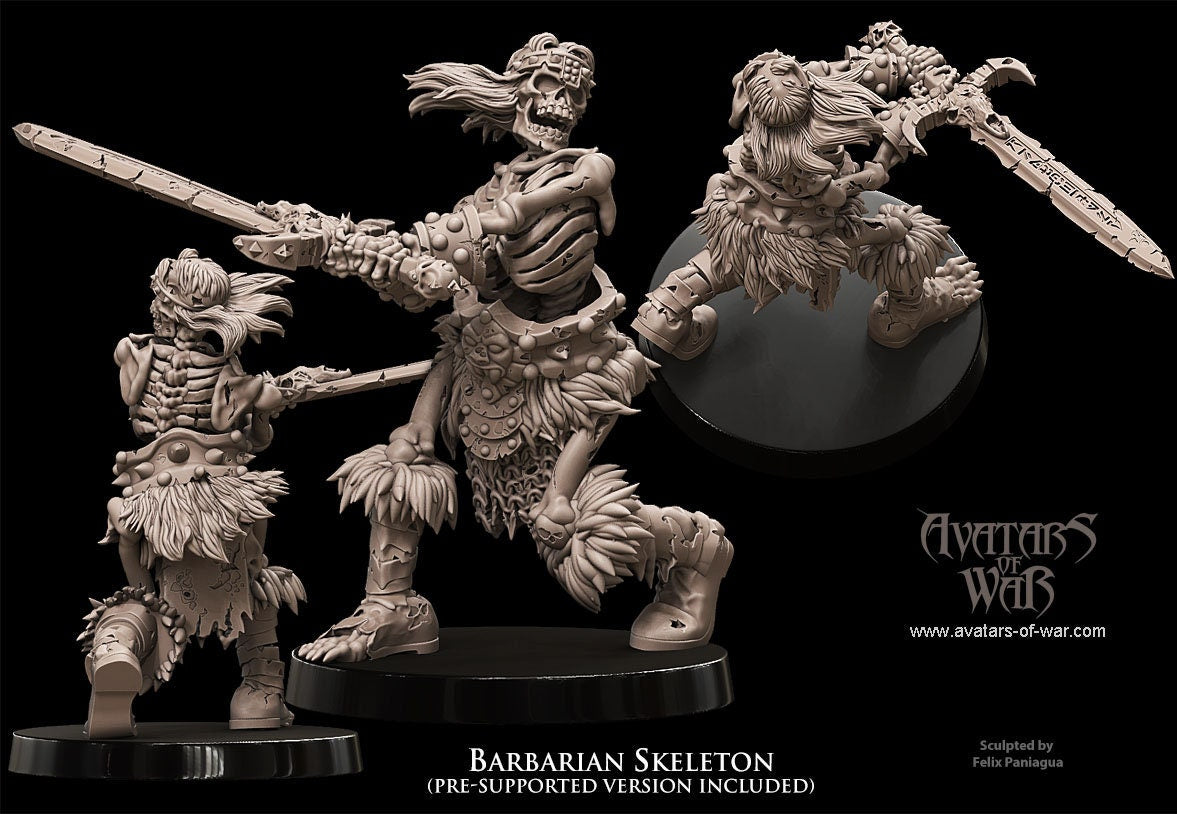 3D printed Skeletal Barbarian by Avatars of War – Last Hope Miniatures