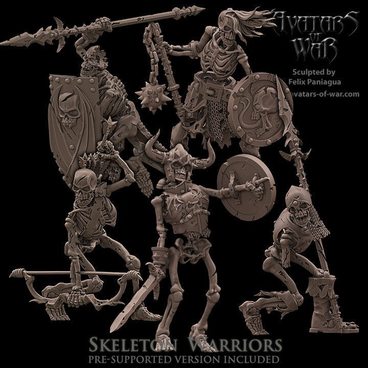 3D printed Skeletal Warriors x5 by Avatars of War – Last Hope Miniatures