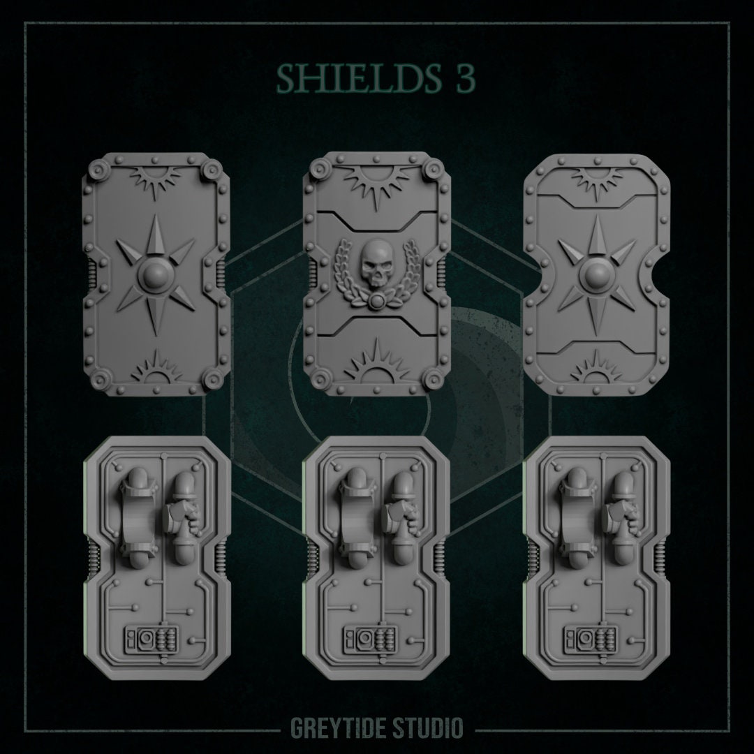 3d Printed Shields x6 by Greytide Studio – Last Hope Miniatures