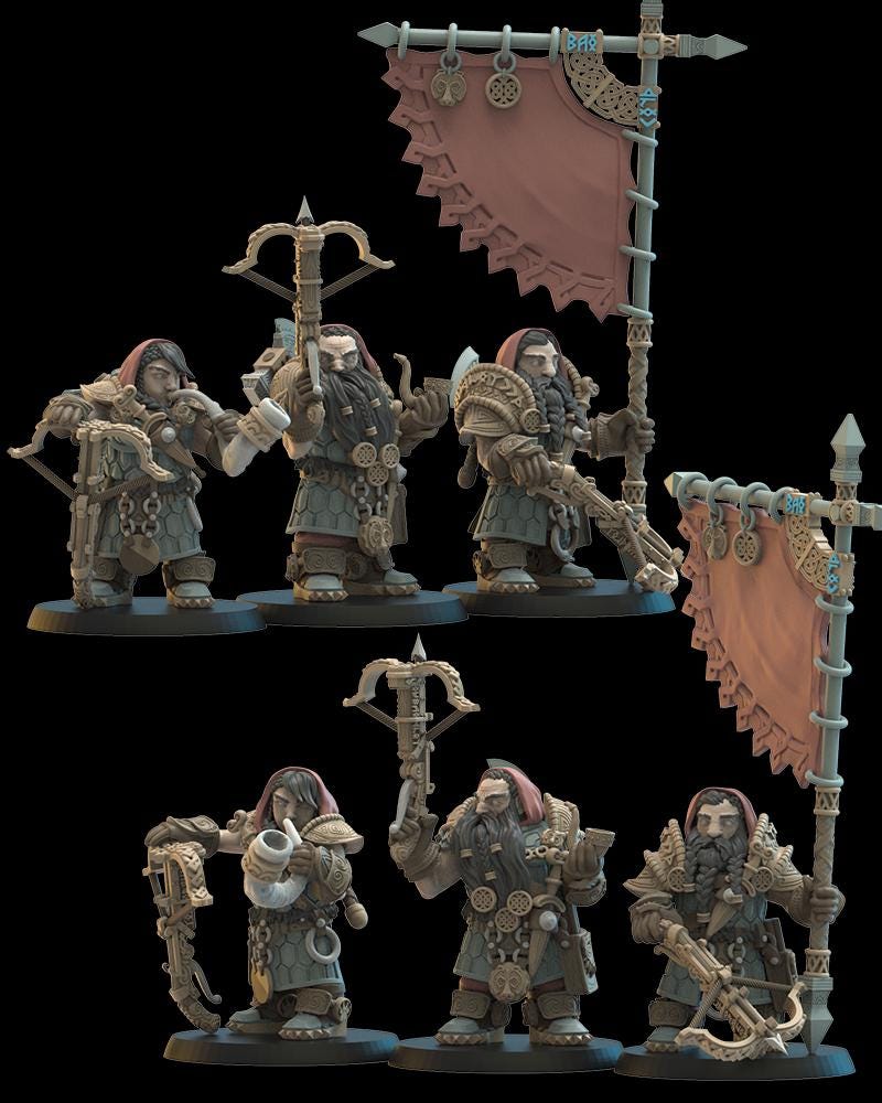 3d Printed Dwarf Armbrost Guard Command Group by Lost Kingdom Miniatur ...