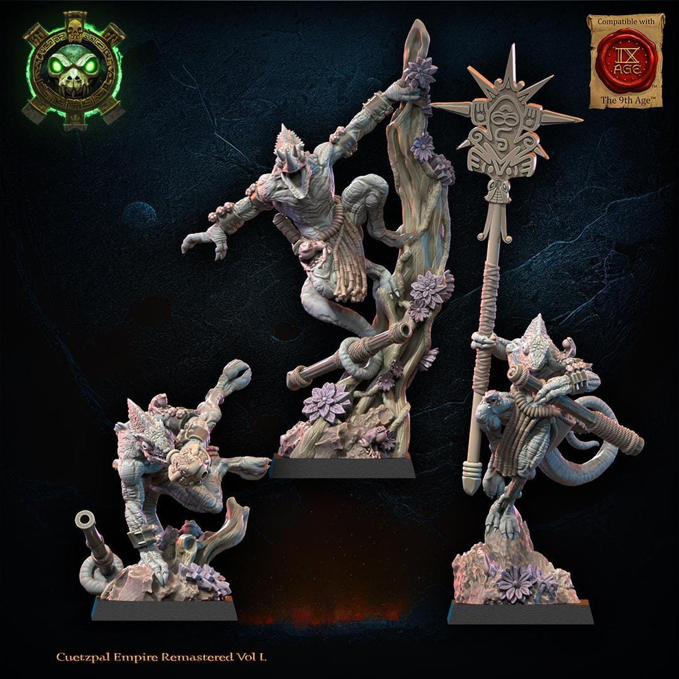 3d Printed Lizard Kin Blowpipe Command Group by Lost Kingdom Miniature ...