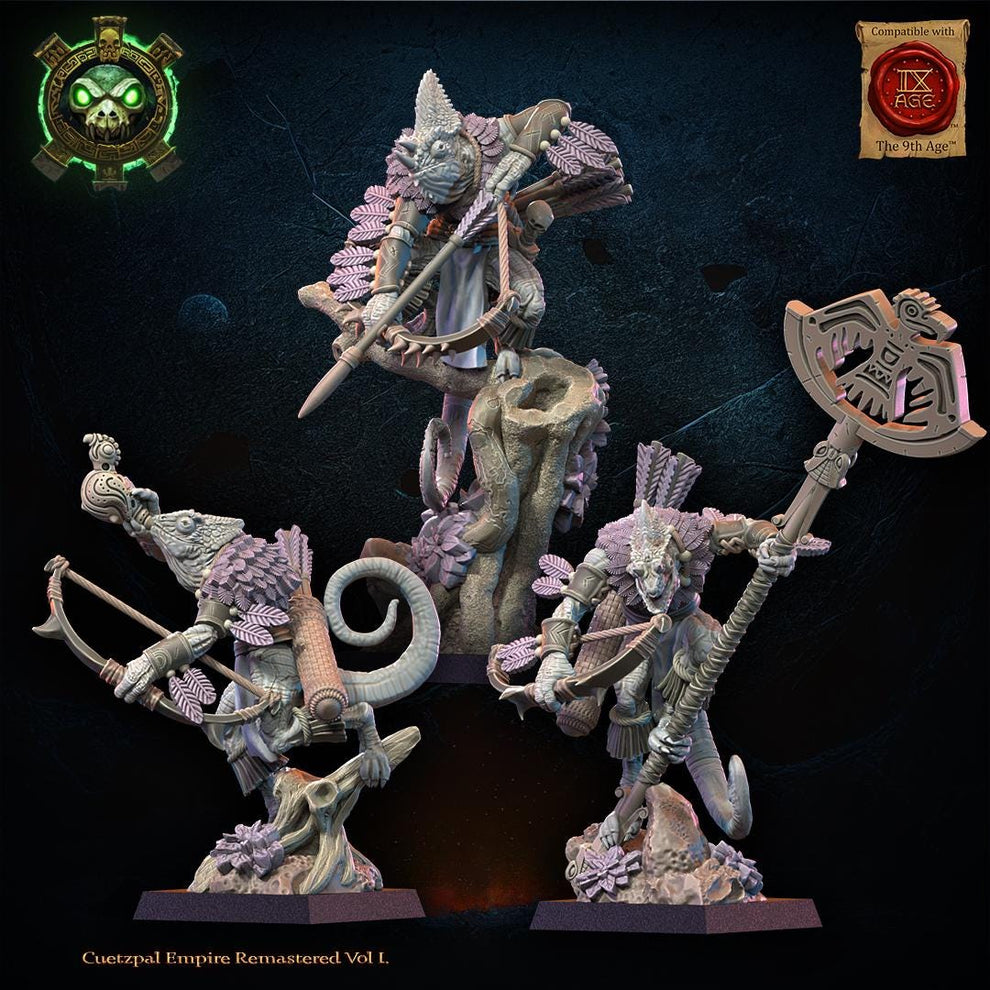 3d Printed Lizard Kin Archer Command Group by Lost Kingdom Miniatures ...